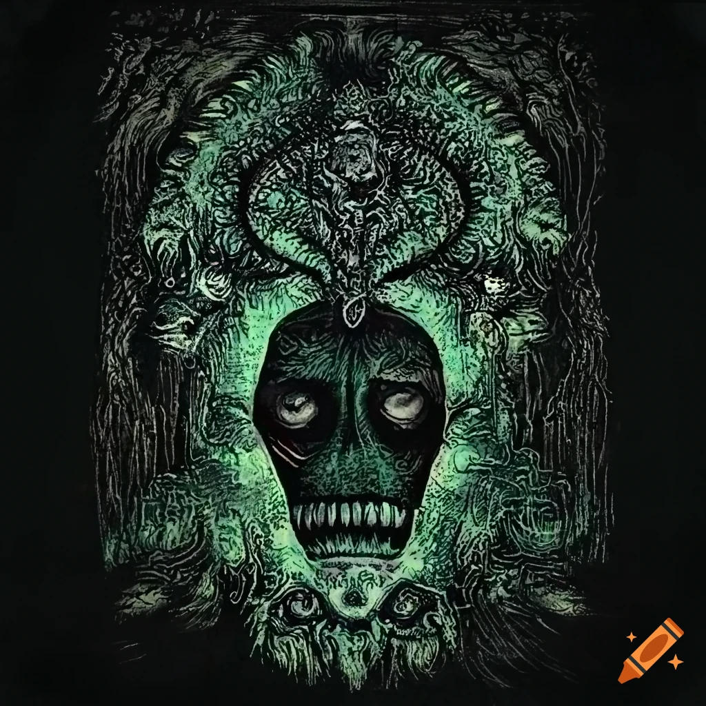 Dark Folk symbolism with dark green colors, suitable for logo or poster ...