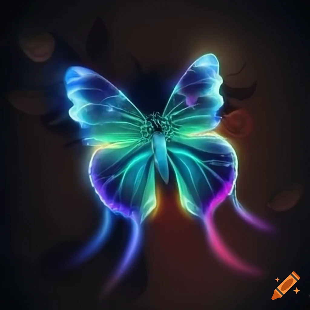 Beautiful glowing magical butterfly on Craiyon