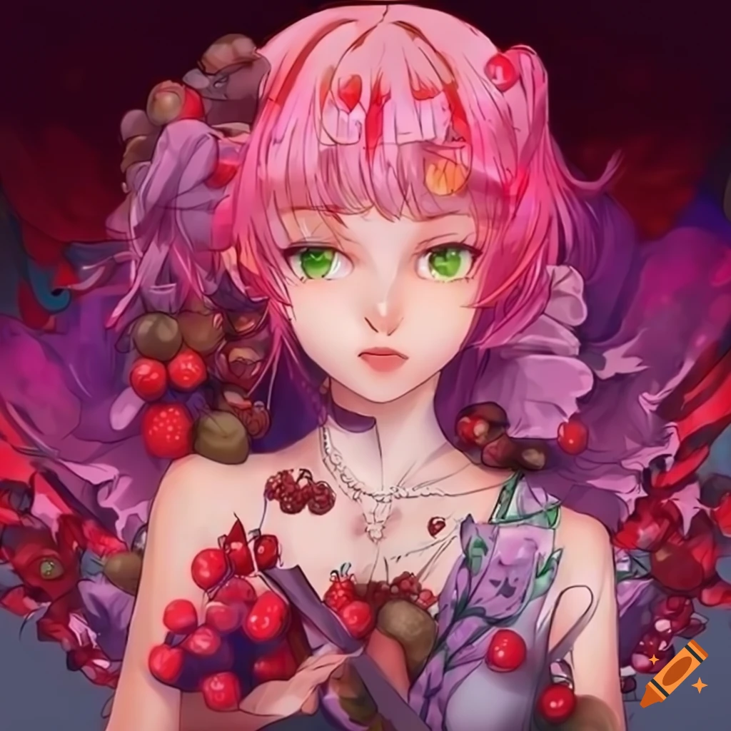Anime girl with mixed berries inspiration on Craiyon