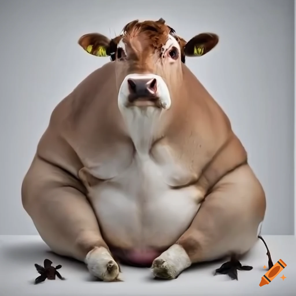 Obese realistic cow on white background on Craiyon
