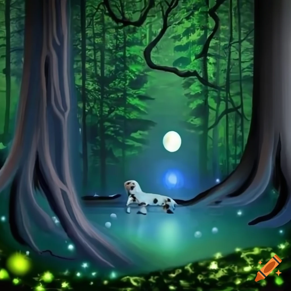 Majestic Black Labrador Retriever under the moonlight in an enchanted ...
