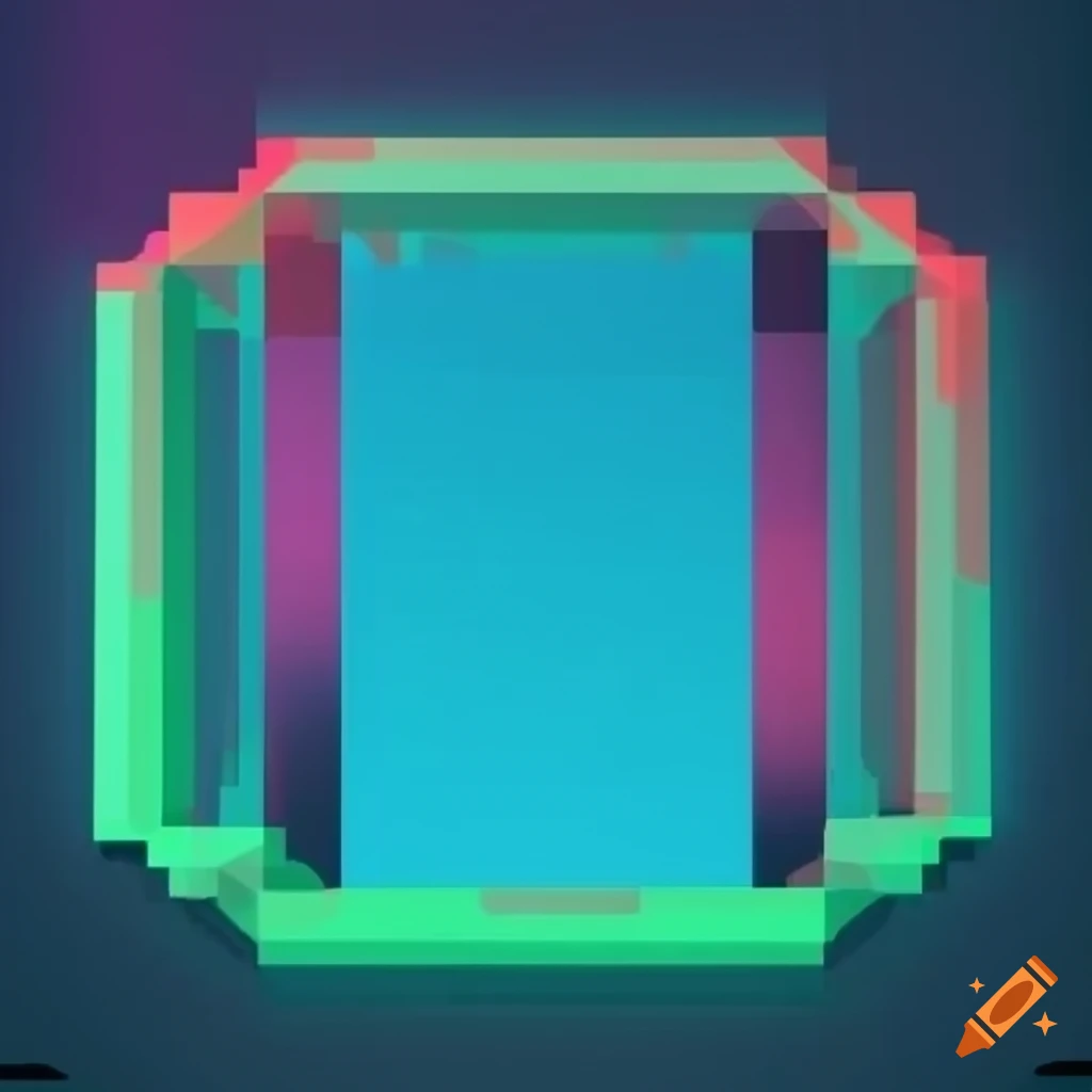 Irregular pixelated frame with rounded edges in vaporwave colors on Craiyon