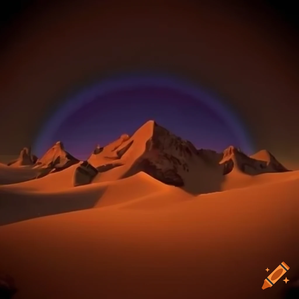 Eerie desert landscape in late 90's computer graphics on Craiyon