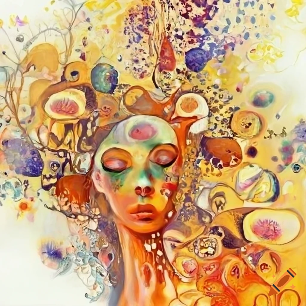Gorgeous abstract spring flora painting by klimt on white background on ...