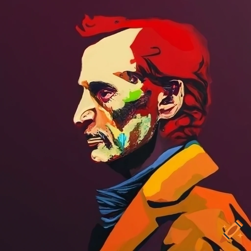 Pop art side view painting of a man on Craiyon