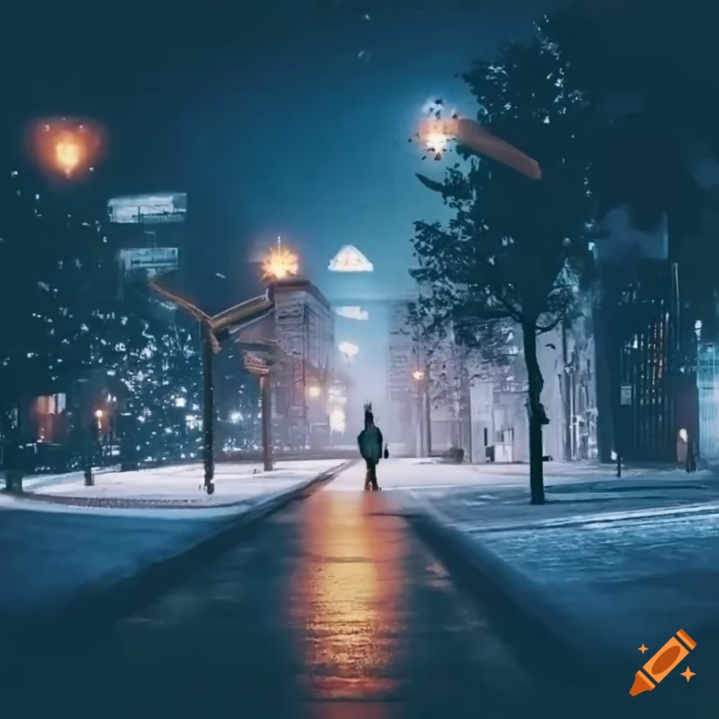 Cold night in the city with nostalgic memories on Craiyon