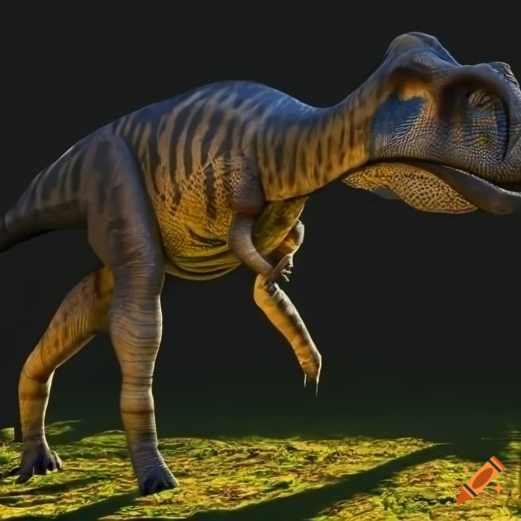 Colorful Hadrosaurus dinosaur in natural forest habitat on Craiyon