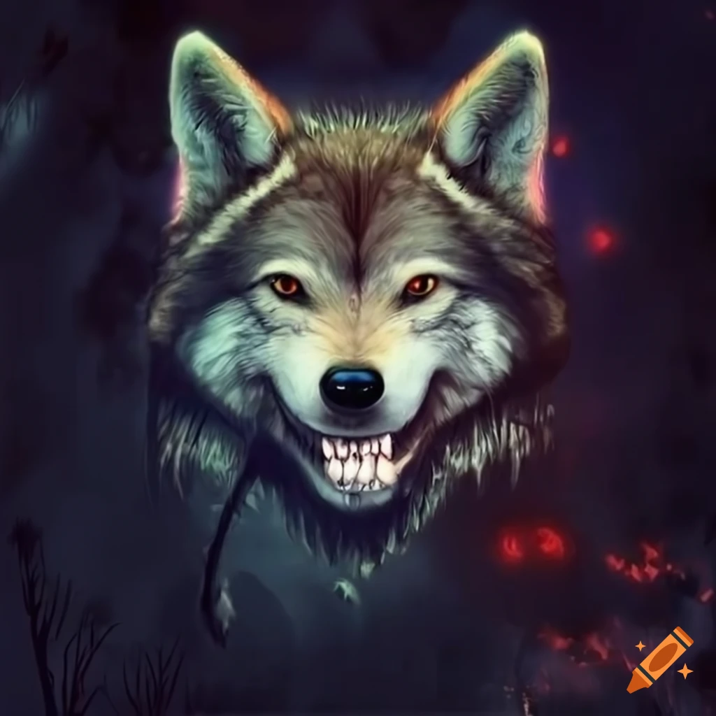 Spooky wolf on Craiyon