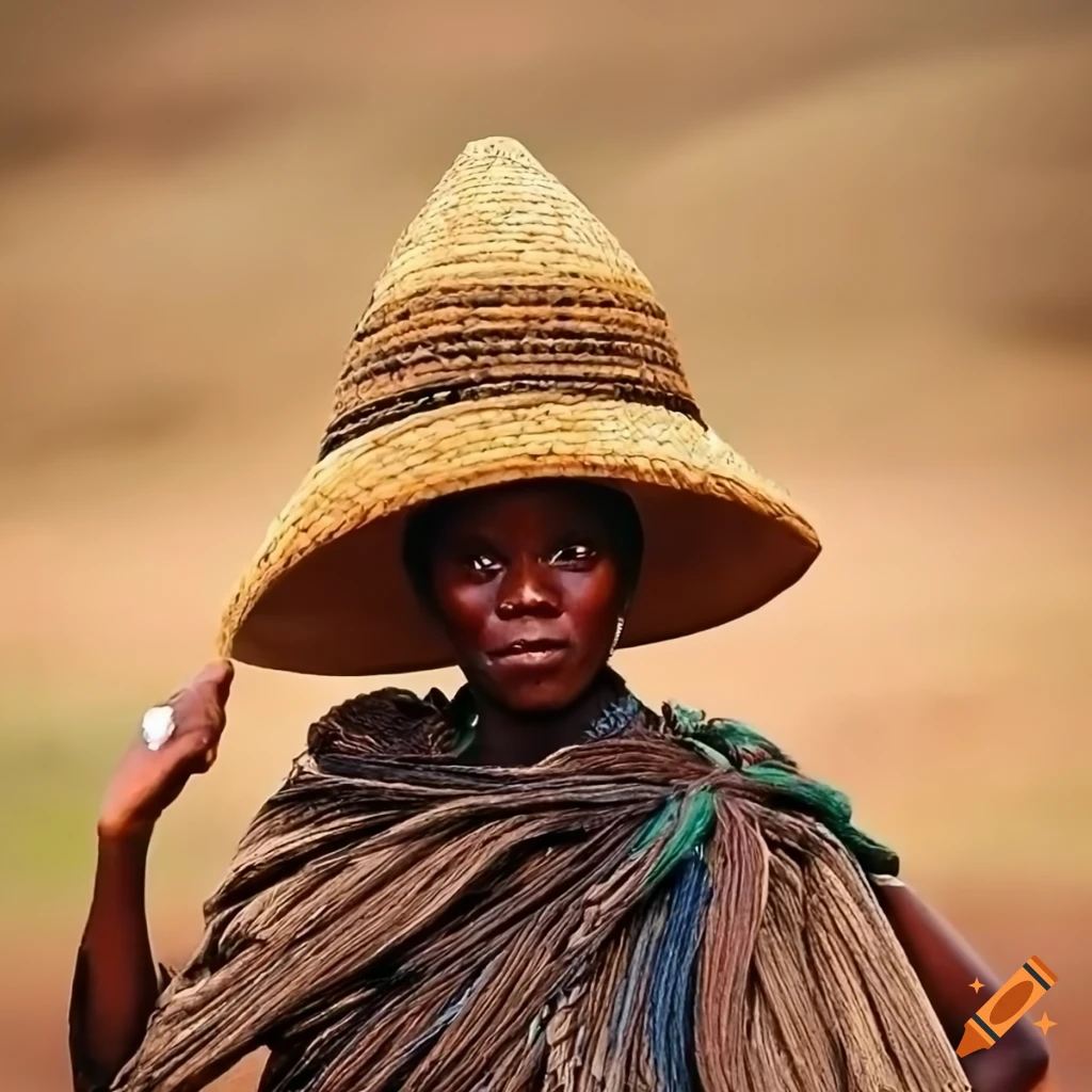 Mokorotlo, a traditional straw hat from Lesotho on Craiyon