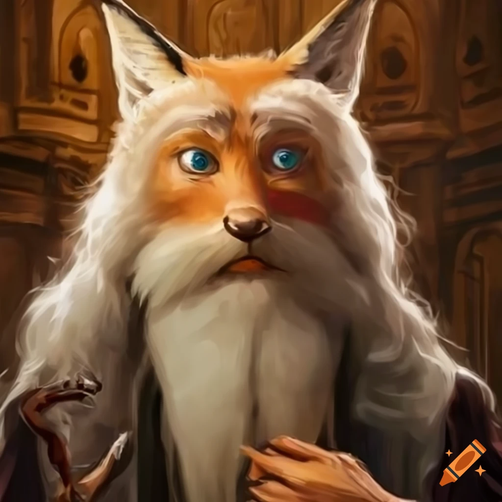 Anthropomorphic fox as dumbledore on Craiyon