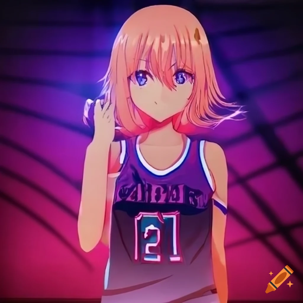 Anime girl wearing NBA t-shirt on Craiyon