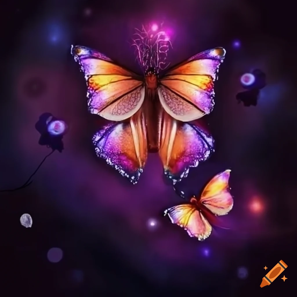Gorgeous magical butterfly in a fantasy setting on Craiyon