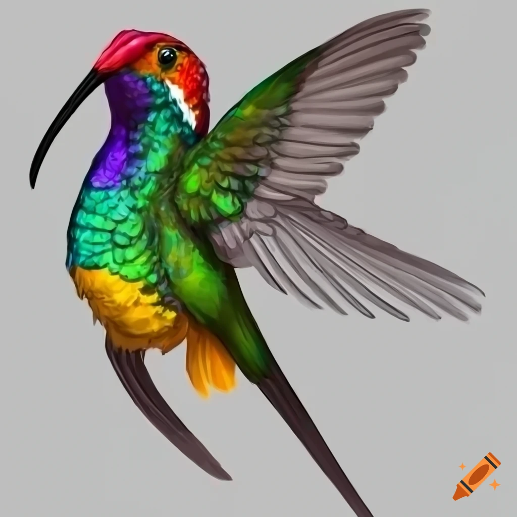 Parrot beak colibrí concept art in 4k resolution on Craiyon