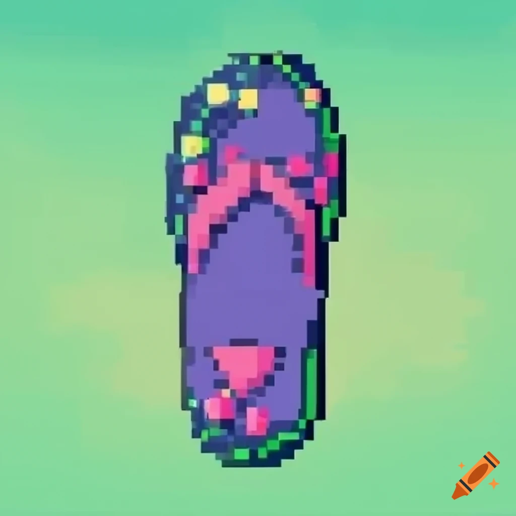 Colorful pixel art design of a cute and cozy slipper on Craiyon