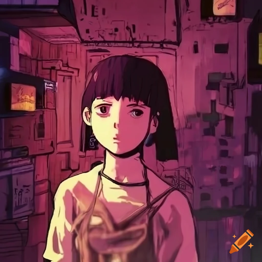Cyberpunk style illustration of serial experiments lain on Craiyon