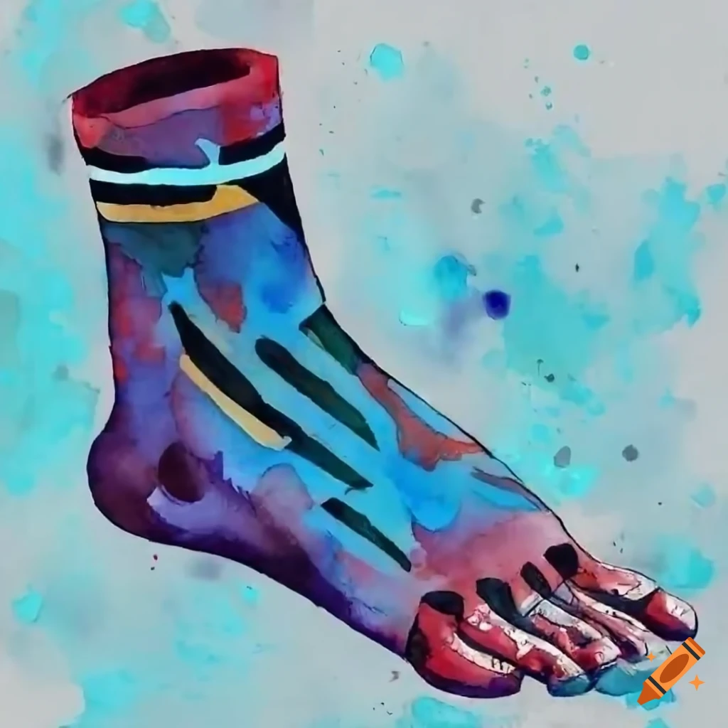 African tribal-style side view of a stomping foot on Craiyon