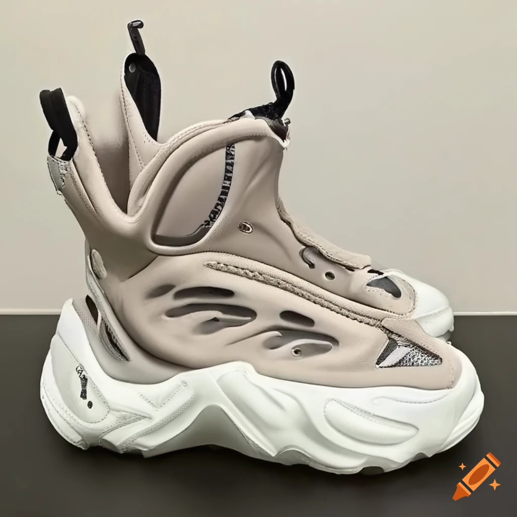 Side view of futuristic Yeezy 700v3 Adidas ski boot slip on on Craiyon