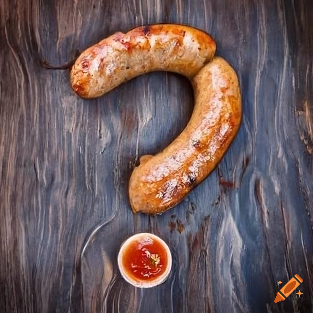 Roasted sausage in the shape of a question mark on Craiyon