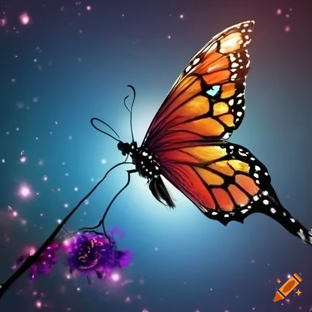 Beautiful magical butterfly in a fantasy setting on Craiyon