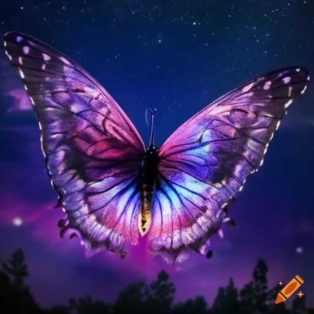 Majestic magical butterfly in a starlit sky on Craiyon