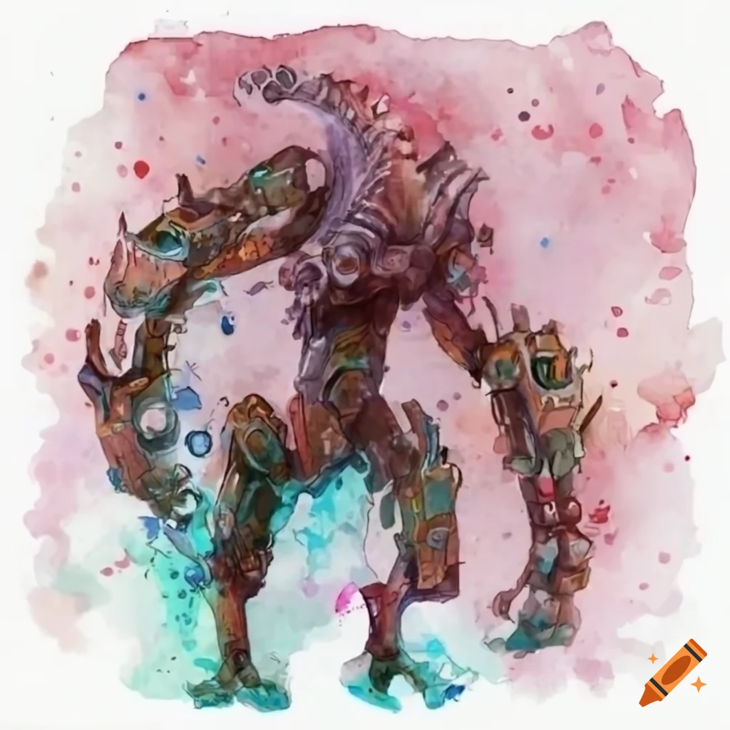 Mecha creature on white background on Craiyon