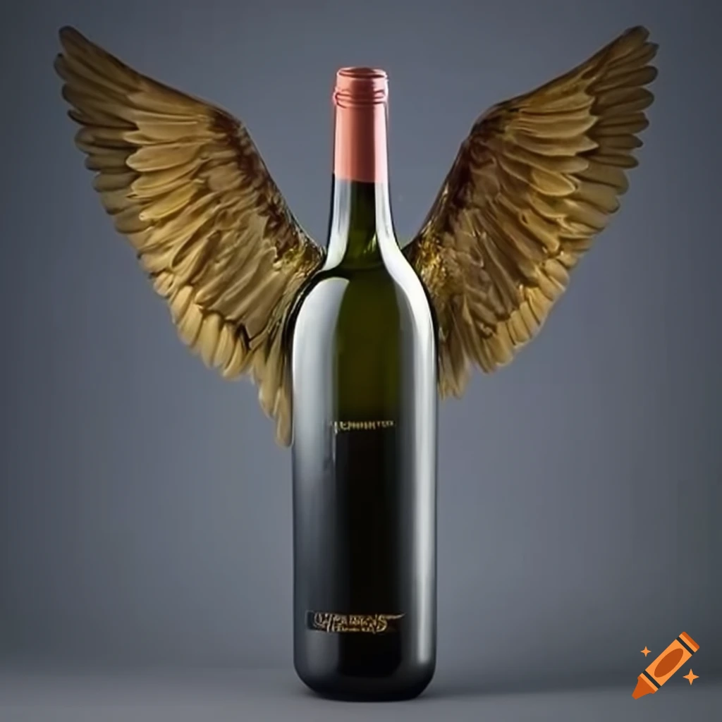 Wine bottle with wings on Craiyon