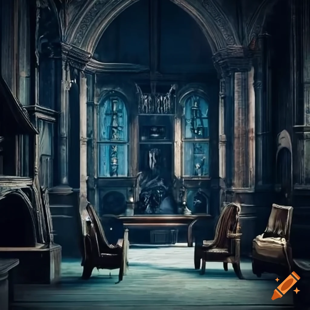 Ravenclaw common room with fireplace in hogwarts on Craiyon