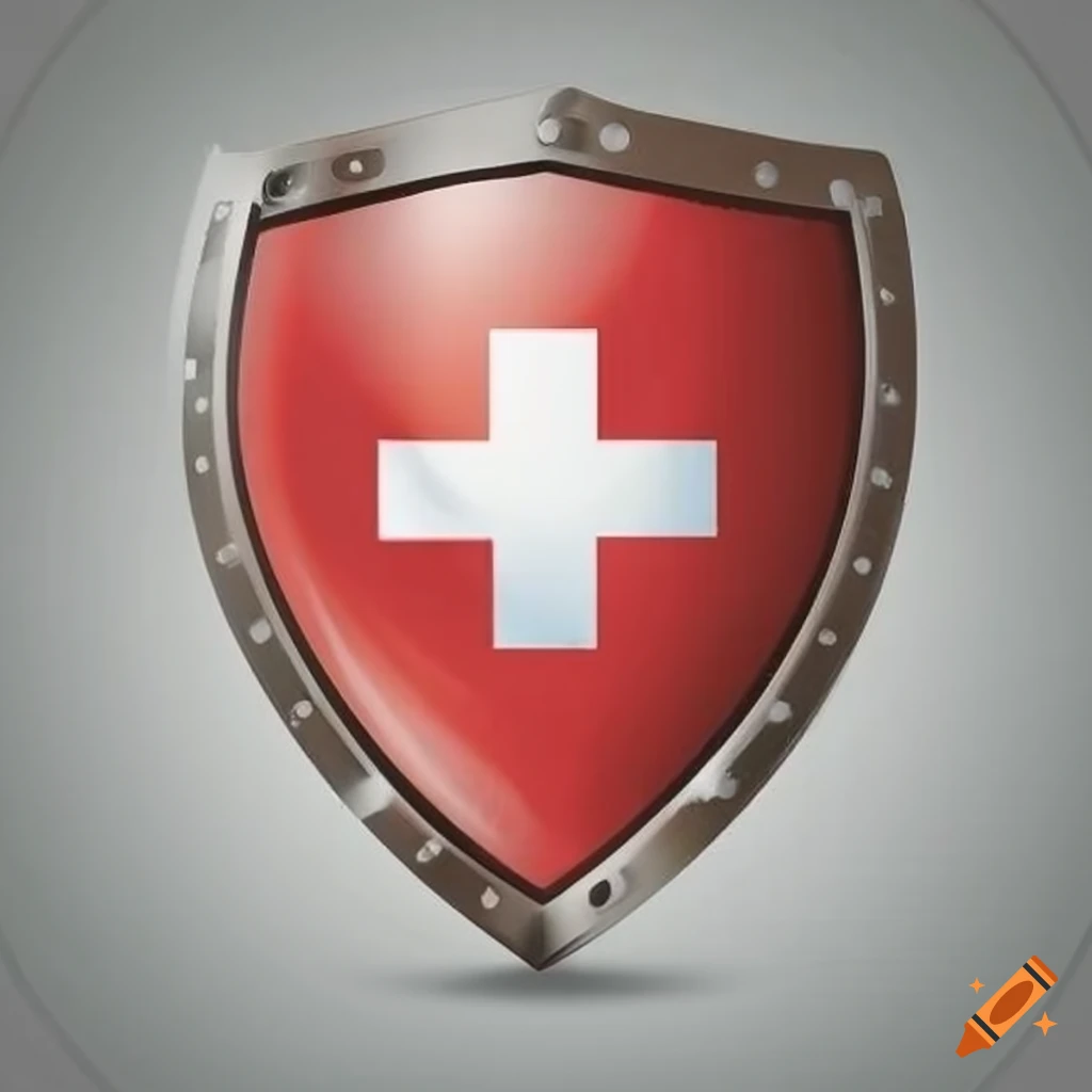 Swiss flag curved shield on Craiyon