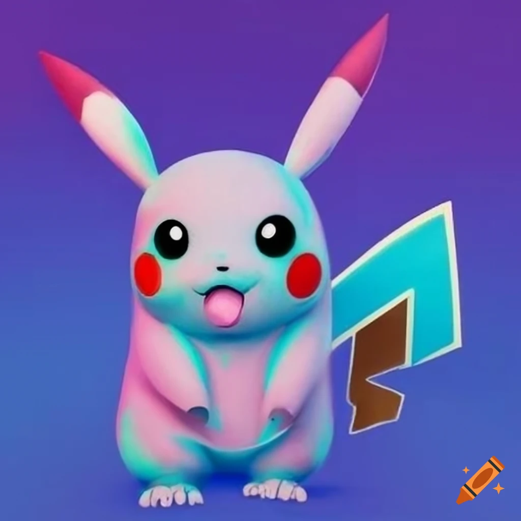 Pink and blue pikachu on Craiyon