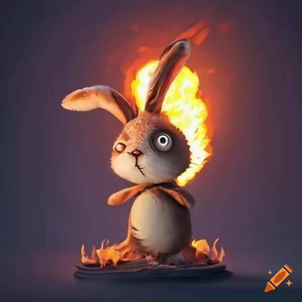 Cute flame bunny in studio ghibli style on Craiyon