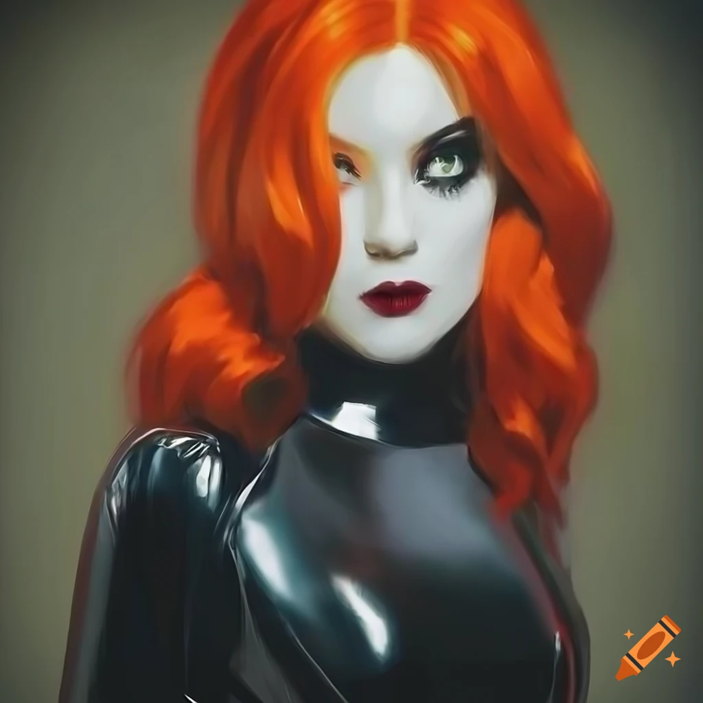 Latex Knight Mary Jane Watson standing guard with vibrant orange-red ...