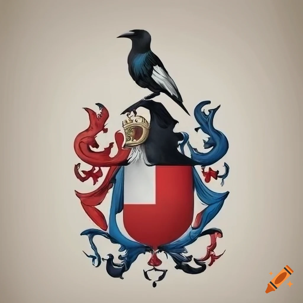 Medieval coat of arms featuring a magpie on Craiyon