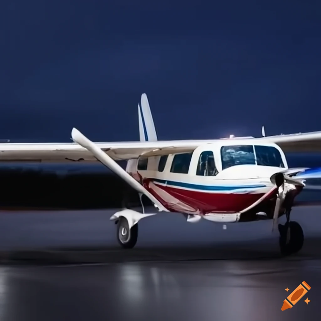 Small plane flying at night on Craiyon