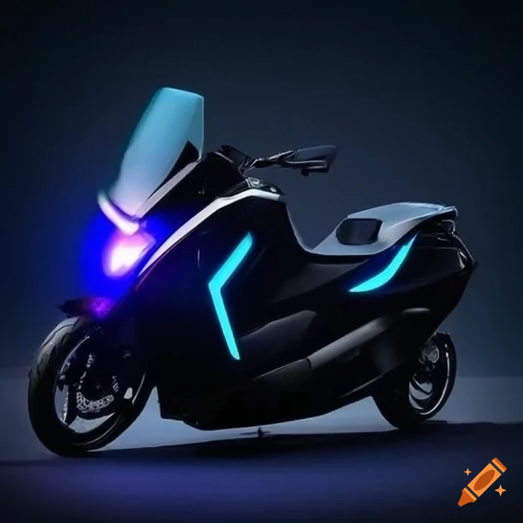 Futuristic and cyberpunk concept electric yamaha nmax on Craiyon