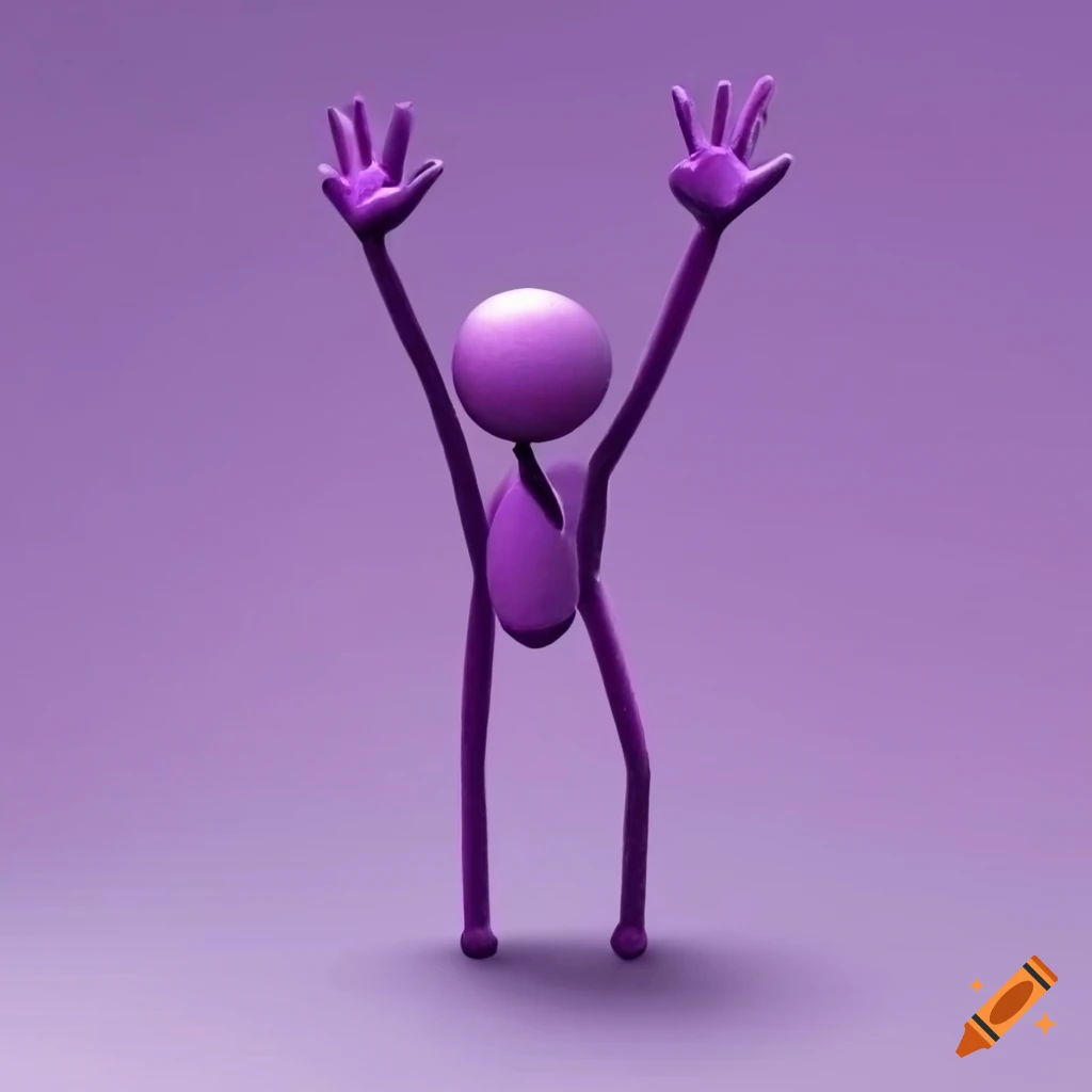 Purple stick figure waving with low detail on Craiyon