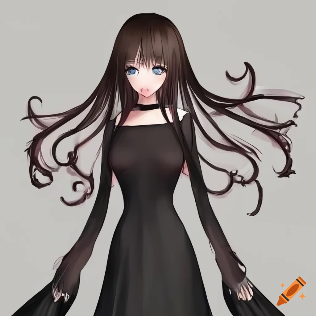 Elegant dress on a slender anime girl on Craiyon