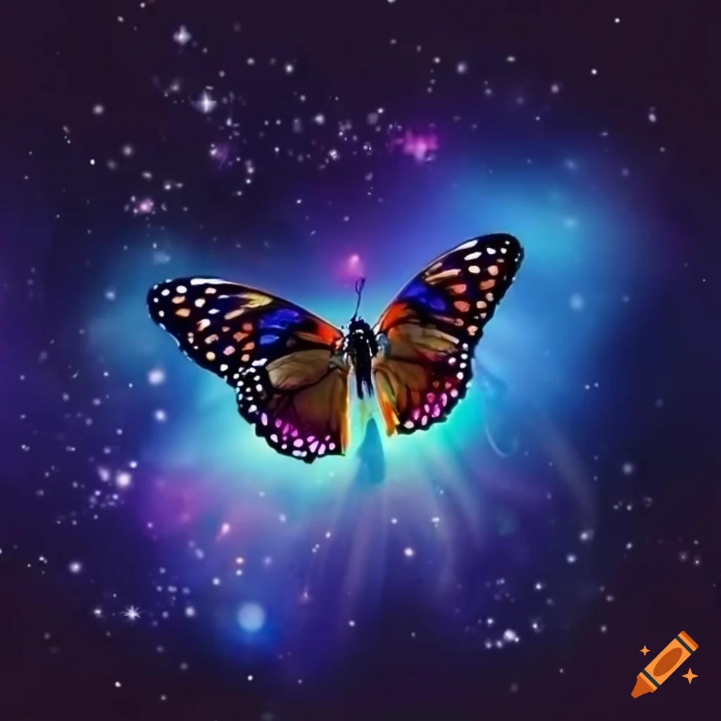Majestic magical butterfly in a starlit sky on Craiyon
