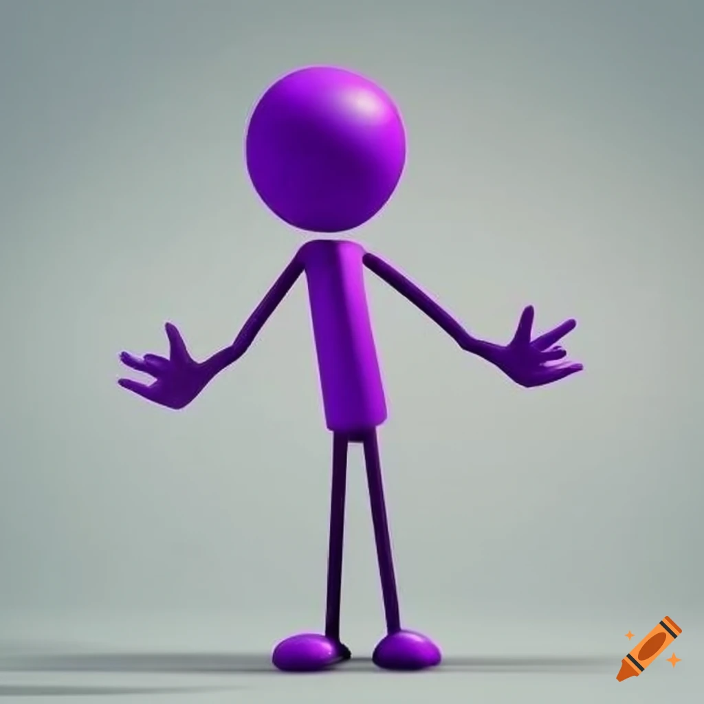 Purple stick figure waving on Craiyon