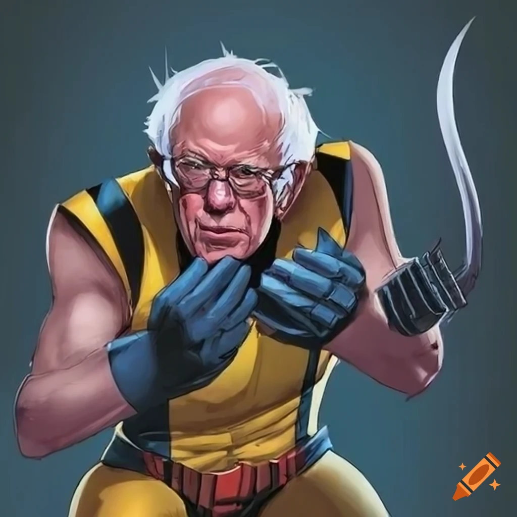 Satirical artwork of bernie sanders as wolverine from x-men on Craiyon