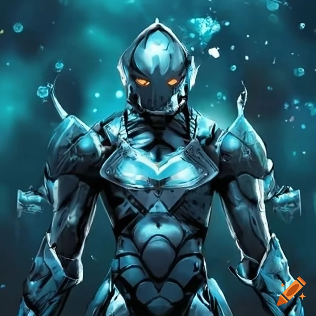 Armored superhero with a water theme on Craiyon