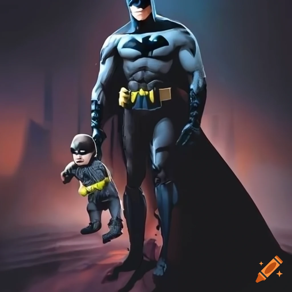 Batman with baby batman on Craiyon