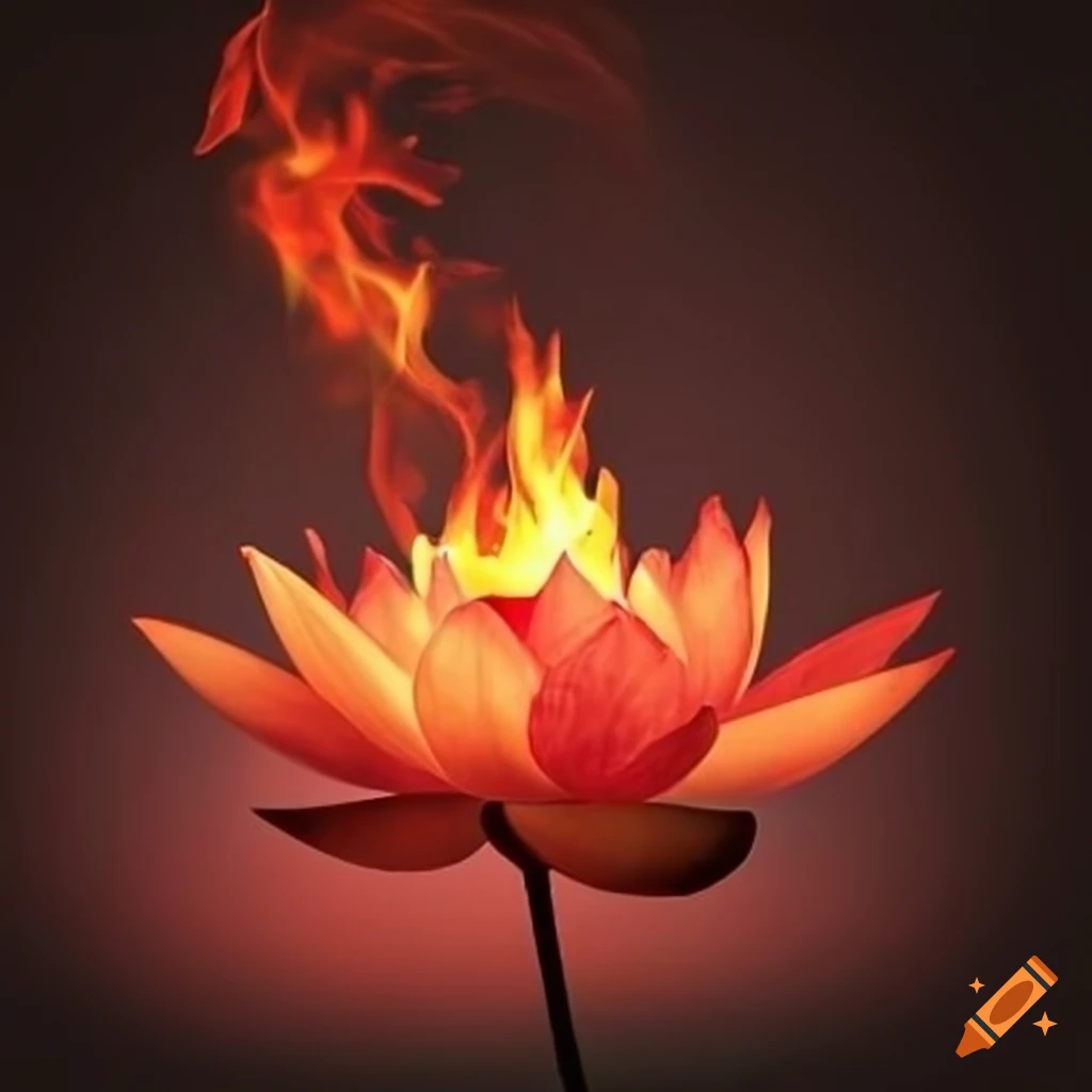 Lotus flower engulfed in flames on Craiyon