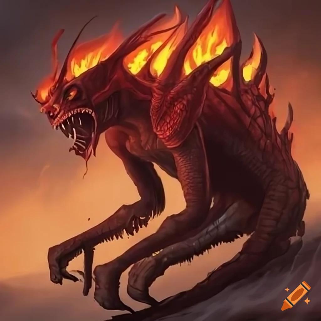 Fantasy fireworld creature on Craiyon