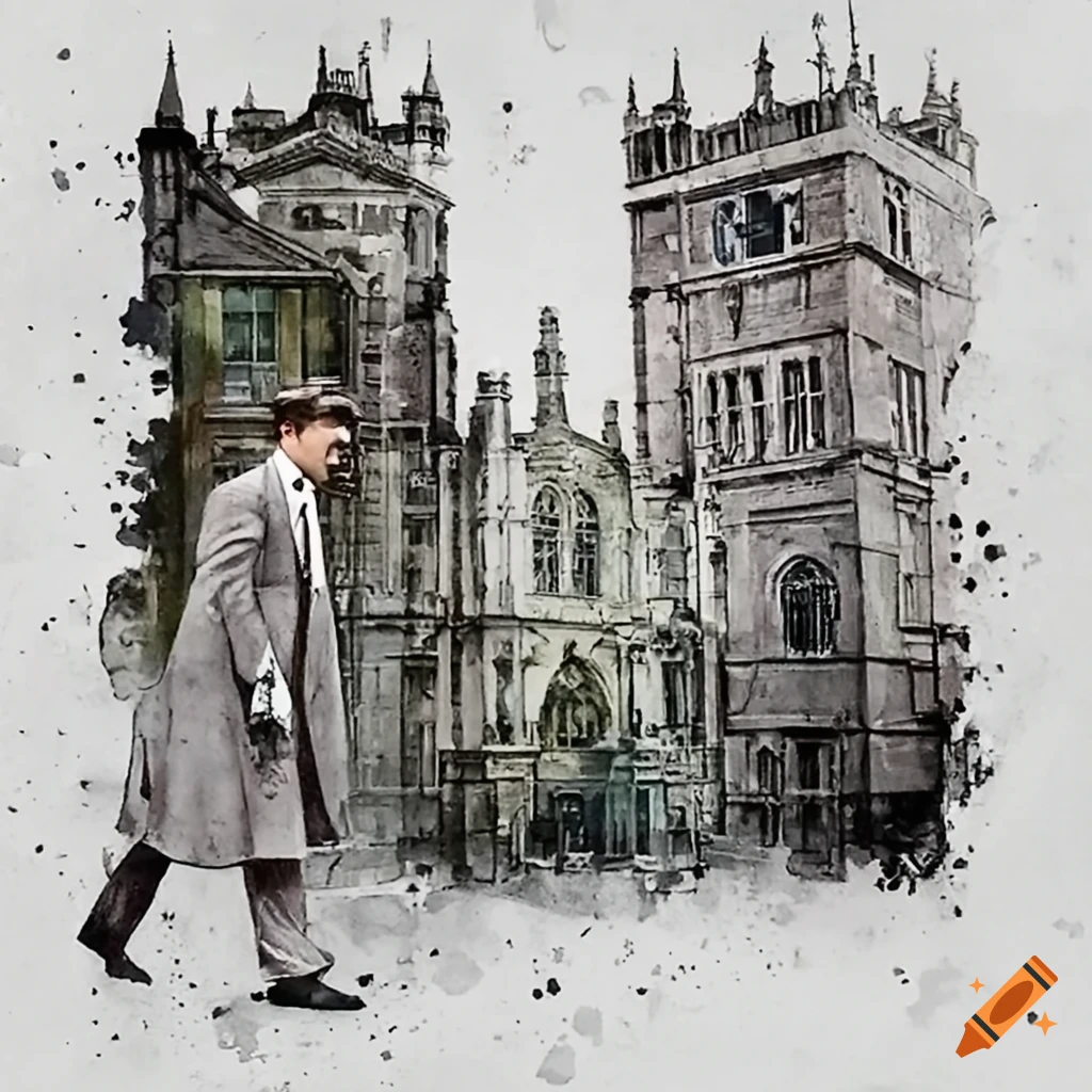 Sherlock Holmes at iconic UK landmarks on Craiyon