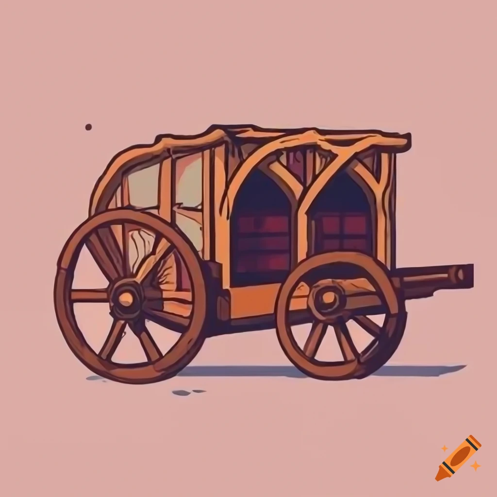 Ancient merchant cart icon in anime style on Craiyon