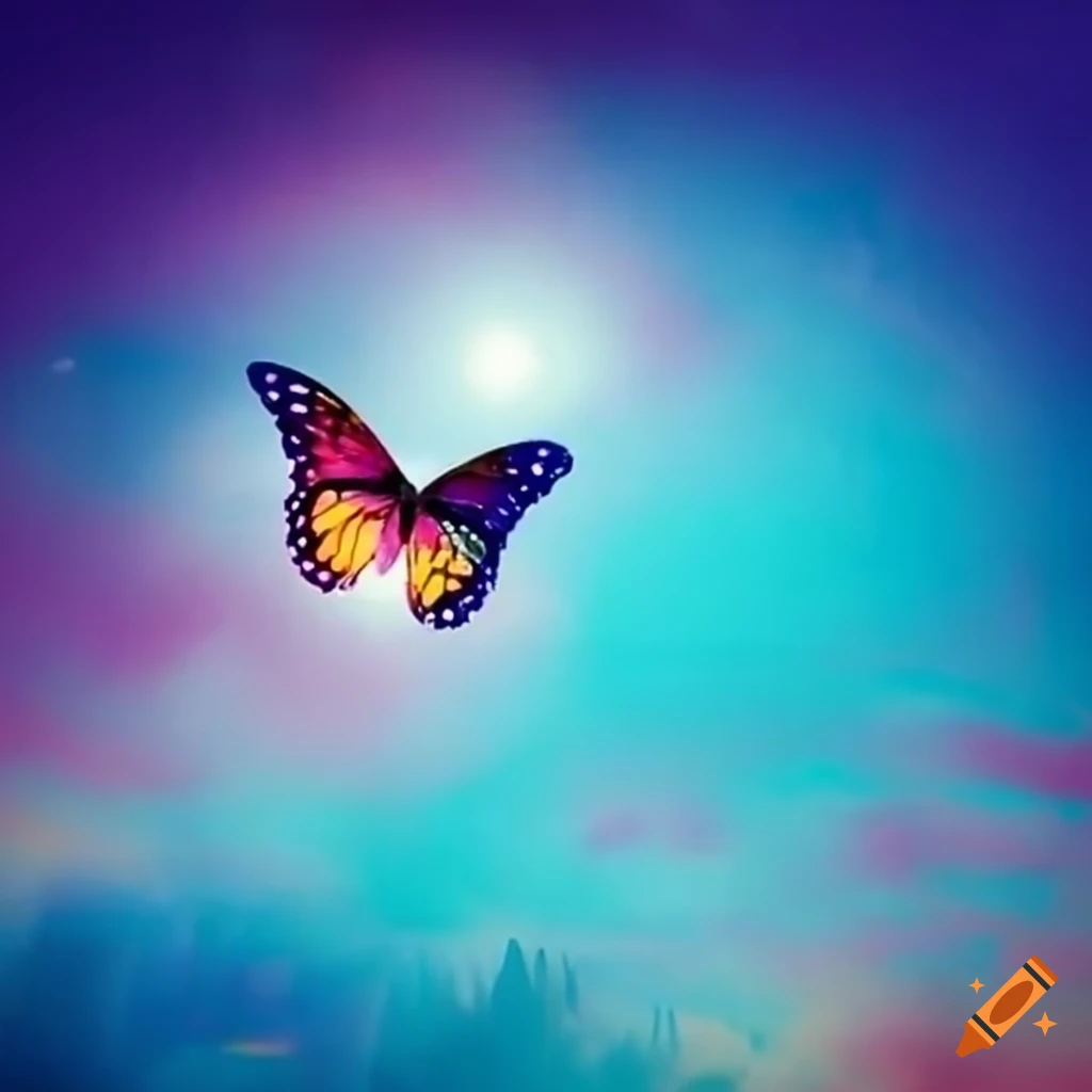 Beautiful magical butterfly flying in the sky on Craiyon