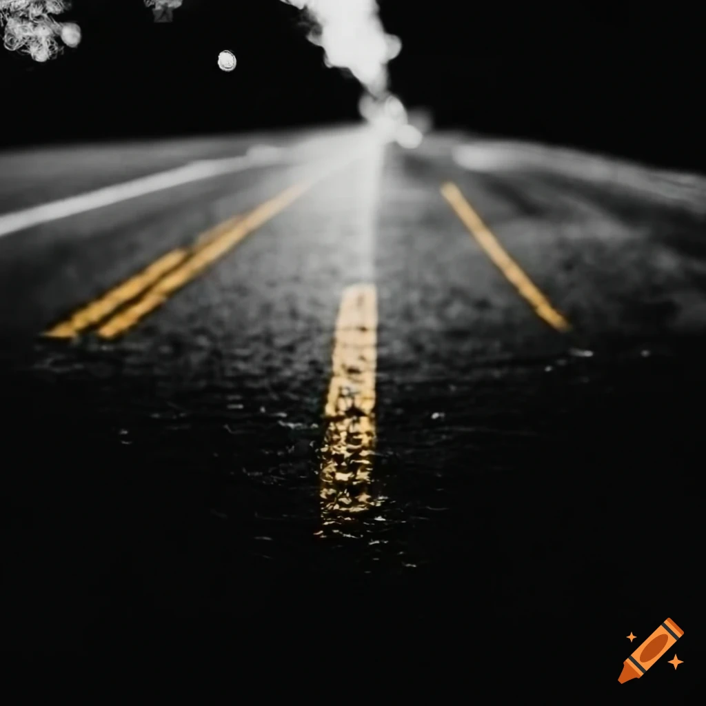 Double exposure portrait combined with a road on Craiyon