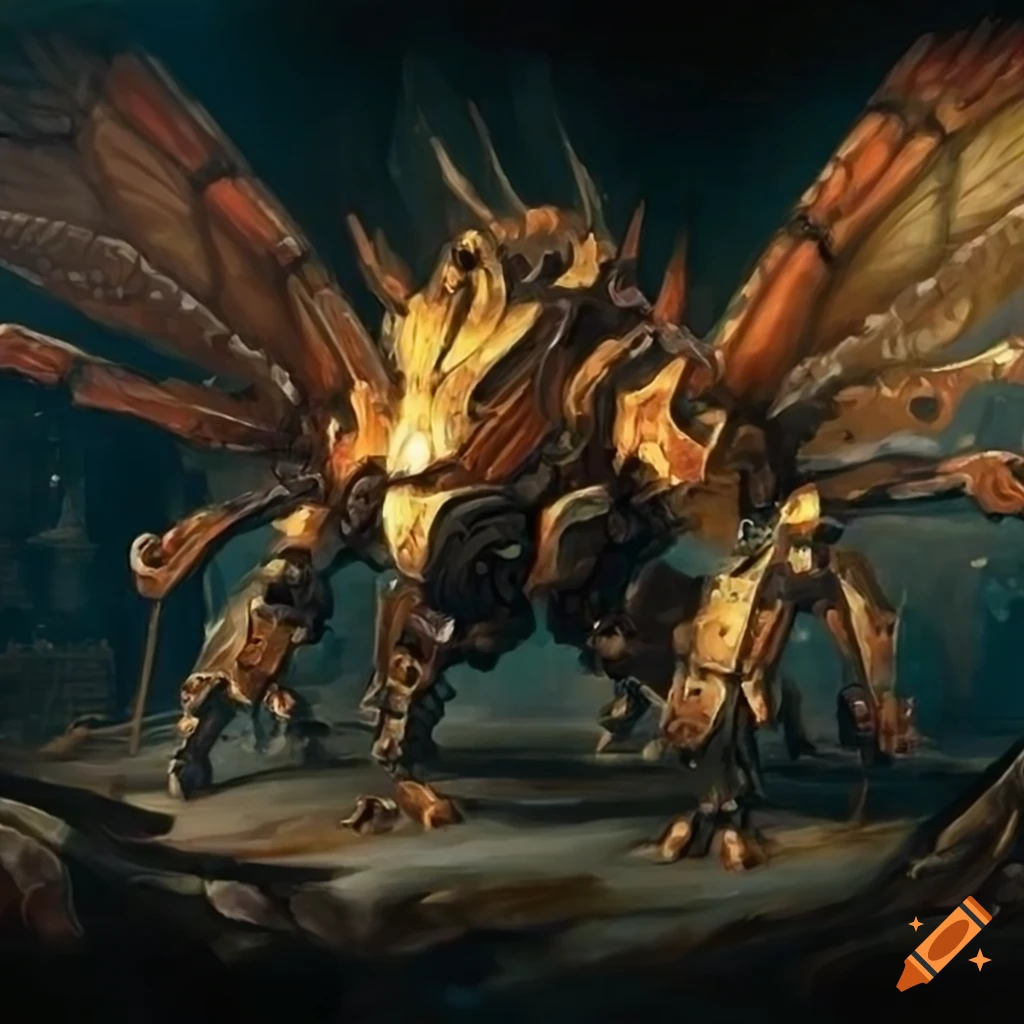 Mech in a masterful high definition painting with intricate layering on ...