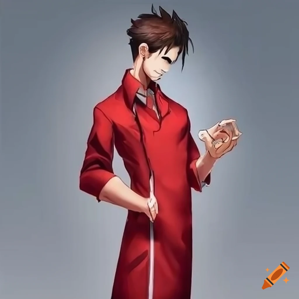 Man in white shirt and red jacket, pokemon style on Craiyon