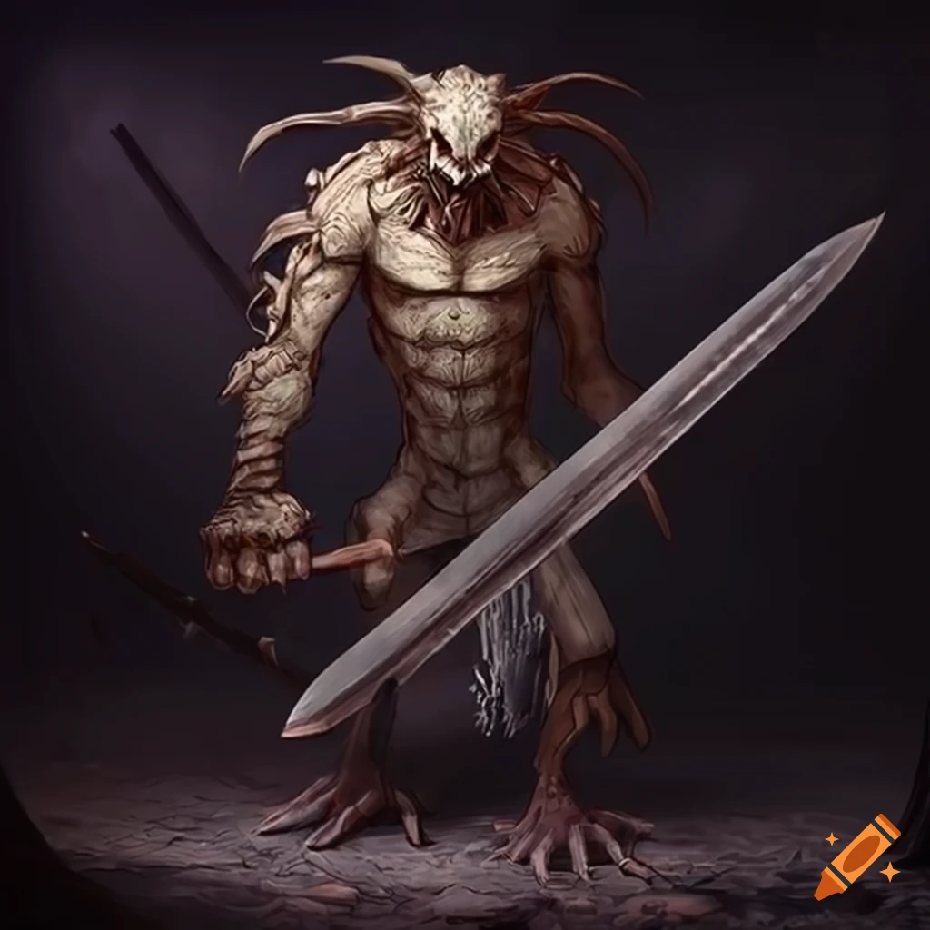 Decaying swordsman monster on Craiyon